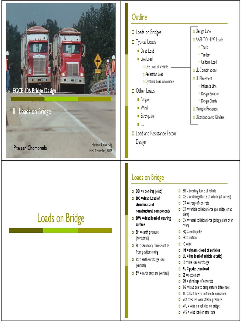 Bridge Design - Loads4 | PDF | Beam (Structure) | Semi Trailer Truck