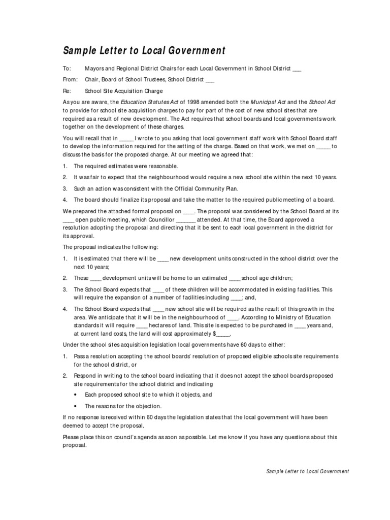 Sample Letter To Local Government | PDF | Local Government | Government