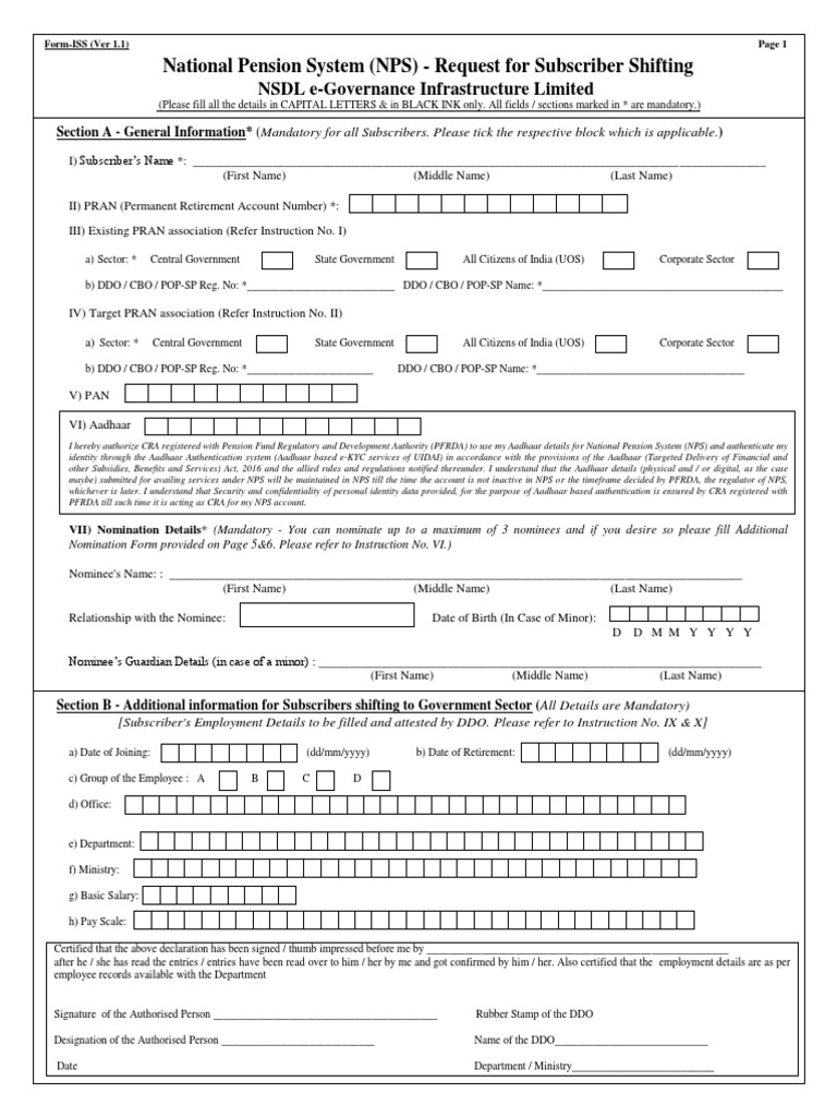 Blank NPS Form | Download Free PDF | Identity Document | Asset Allocation