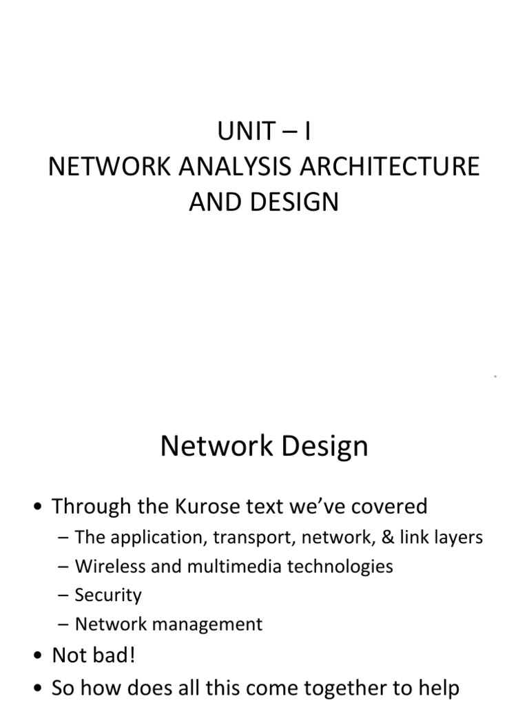 Unit - I Network Analysis Architecture and Design | PDF | Computer Network | Reliability Engineering
