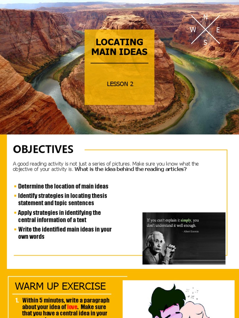 2 Locating Main Ideas | PDF | Thesis | Question