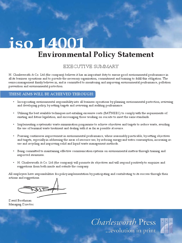 Environmental Policy Statement | PDF | Environmental Policy | Human ...