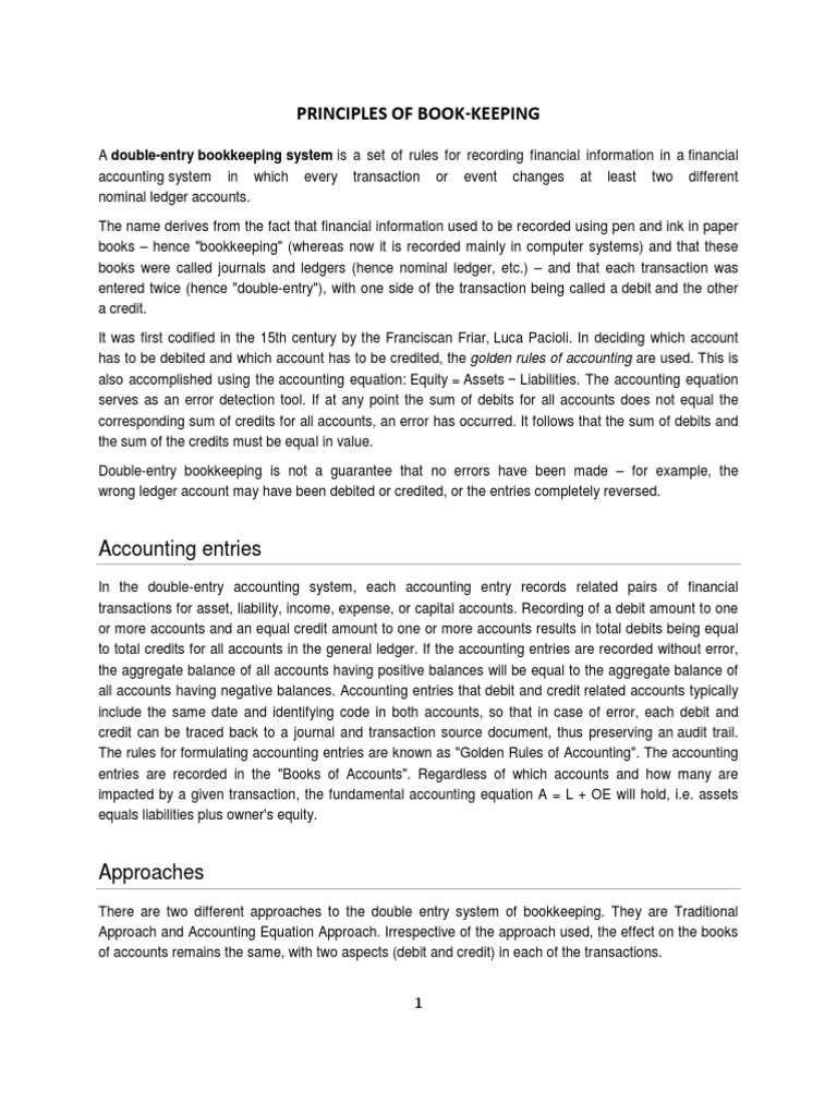 Principles of Book-Keeping: Accounting Entries | PDF | Debits And Credits | Bookkeeping