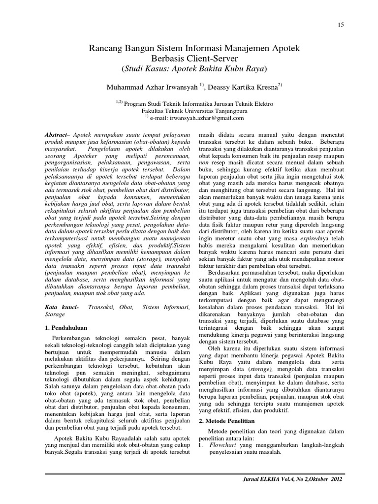 Rancang Bangun Sistem Informasi Manajemen Apotek Berbasis PDF | PDF