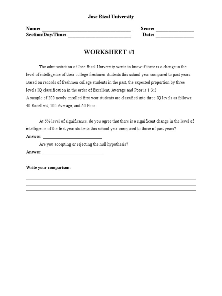 Worksheet #1 | PDF | Intelligence Quotient | Cognitive Science