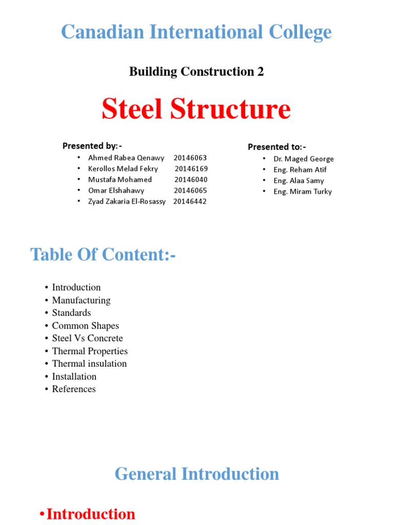 Canadian International College: Steel Structure | PDF | Structural ...