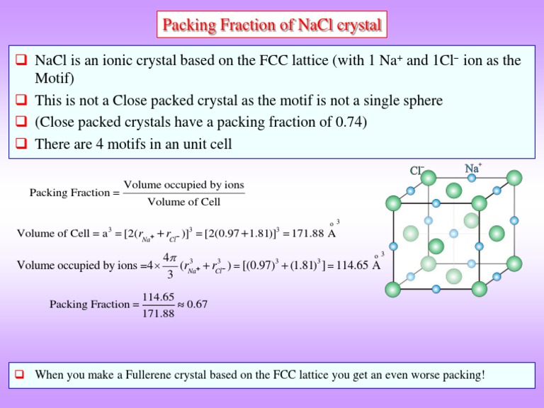 Solved Example Packing Fraction NaCl | PDF