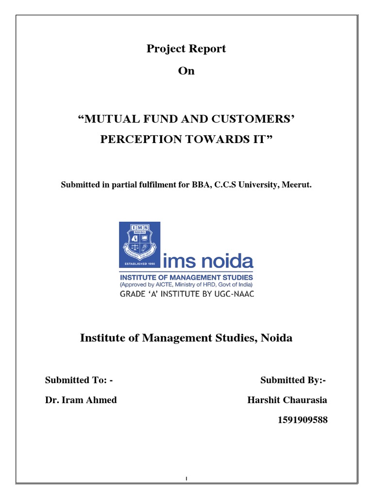Project Report On Mutual Fund and Customers' Perception Towards It ...
