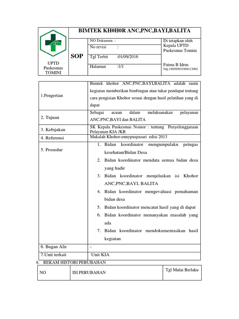 Sop Bimtek Kohor | PDF