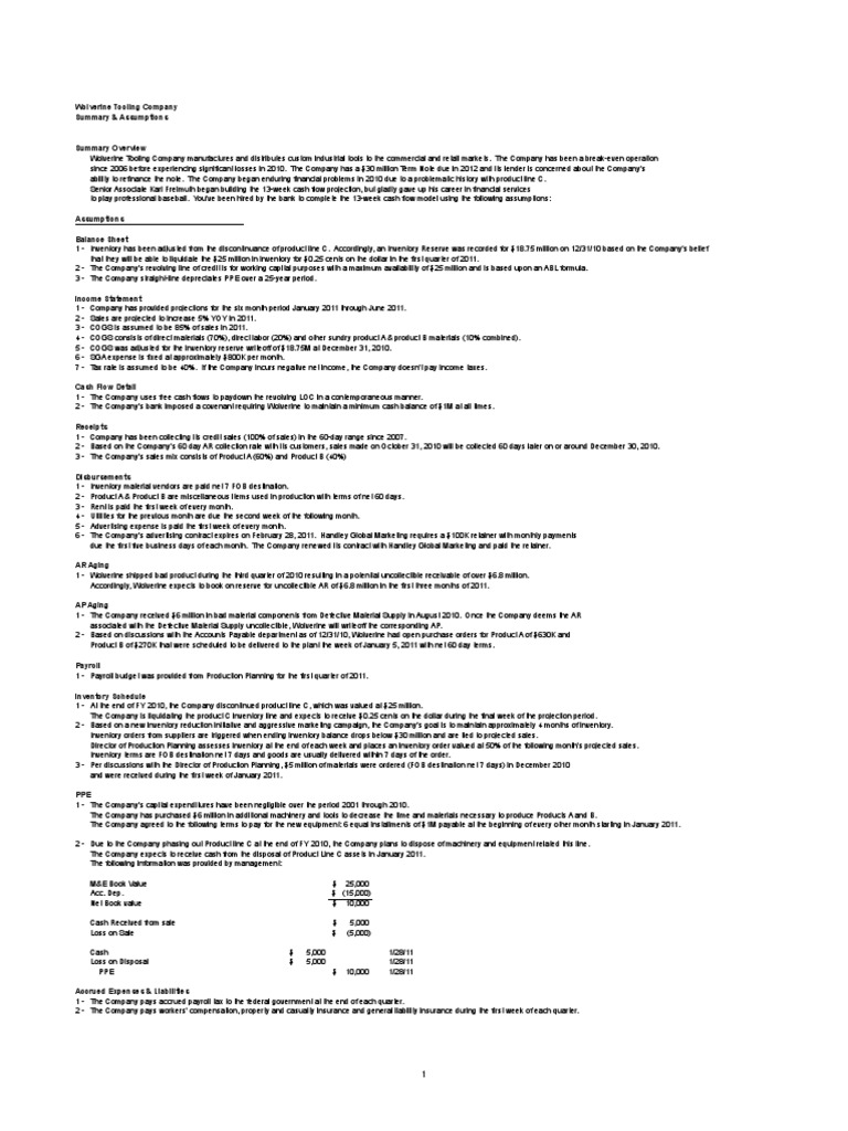 13 Week Cash Flow Model Pdf Book Value Inventory