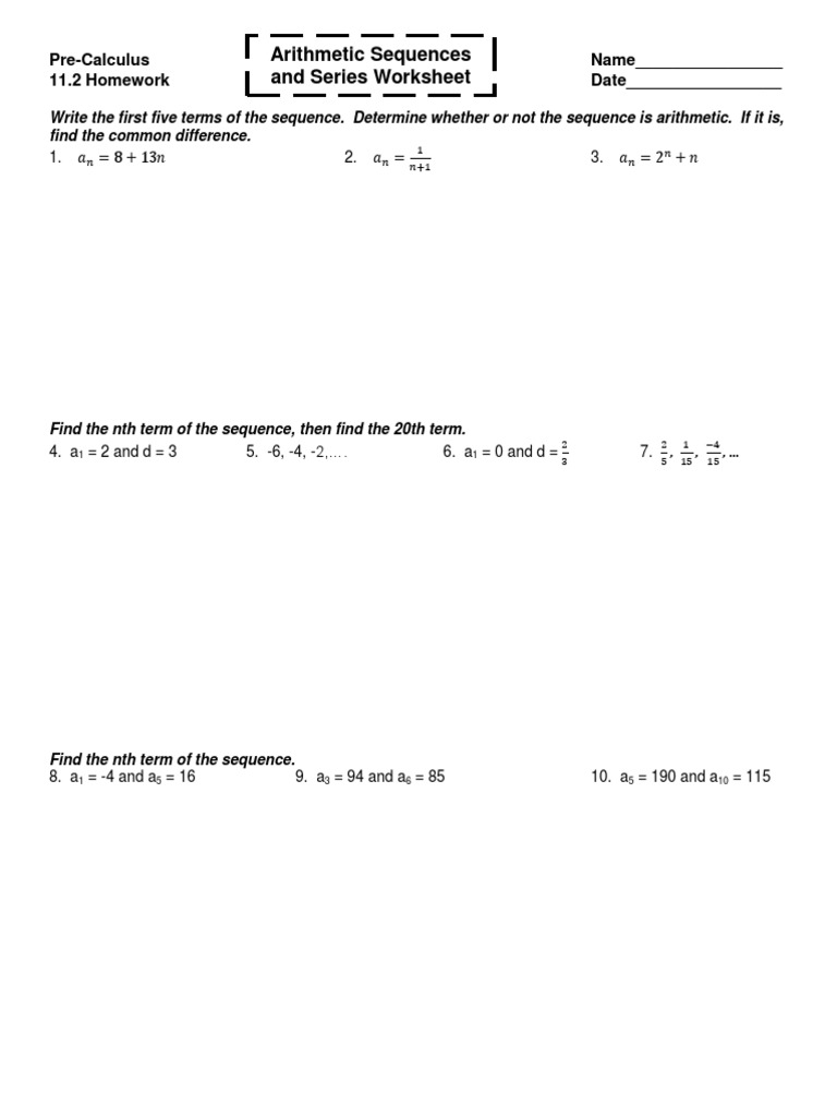 11.2 Worksheet | PDF | Summation | Mathematical Concepts