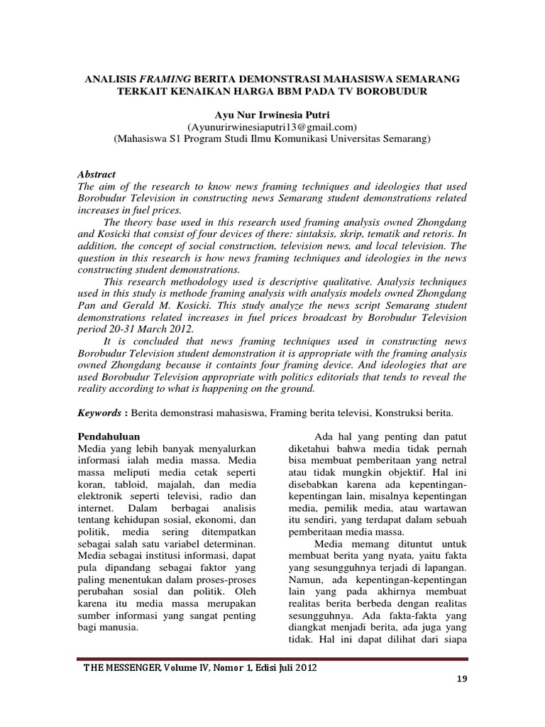 Analisis Framing | PDF