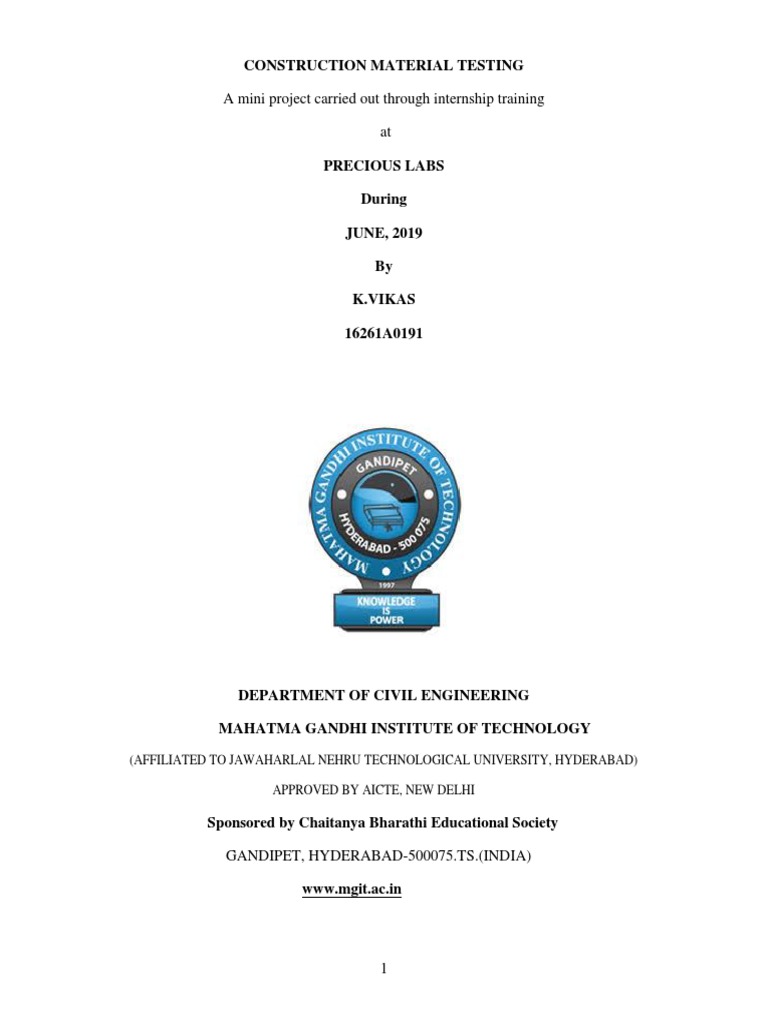 Construction Material Testing Report | PDF | Concrete | Building Materials