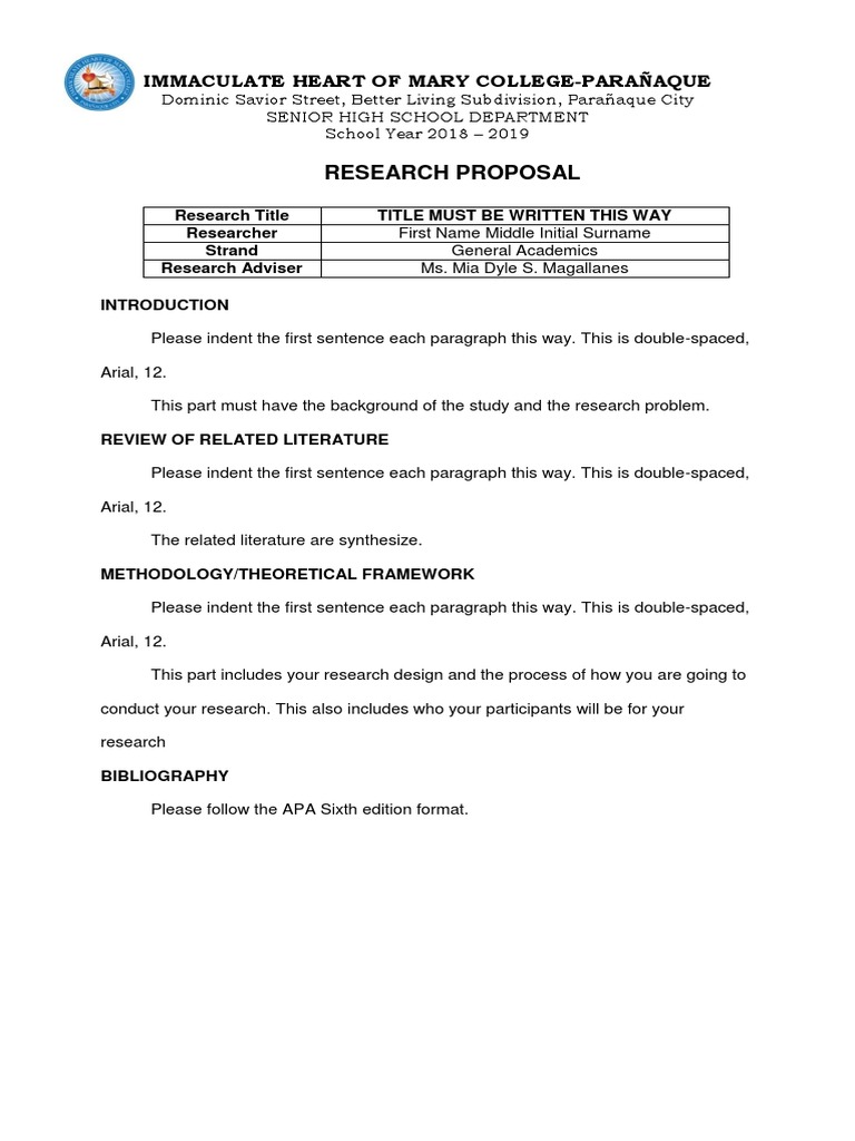 Research Proposal Format | PDF