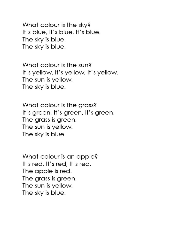 What Colour Is The Sky | PDF