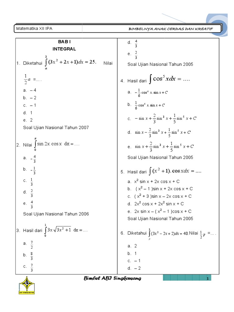 Kumpulan Soal Matematika Kelas XII IPA PDF | PDF | Metode & Bahan Ajar