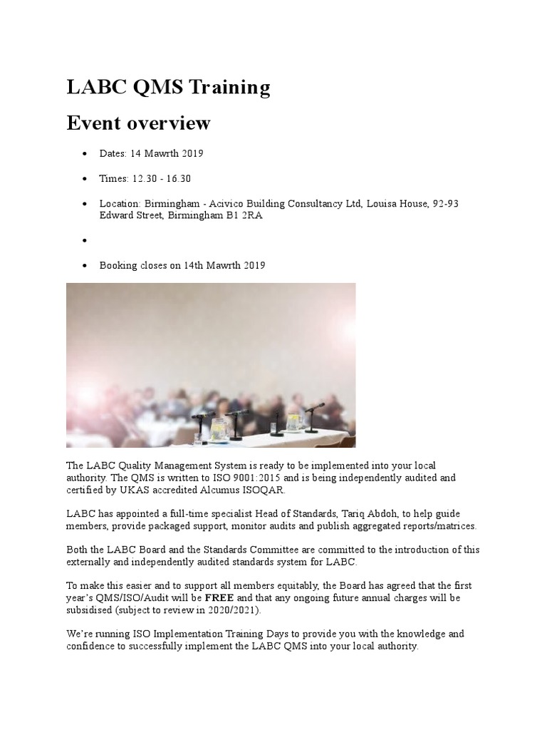 LABC QMS Training for Building Control | PDF