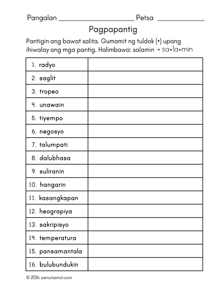 Pagpapantig 2 1 | PDF