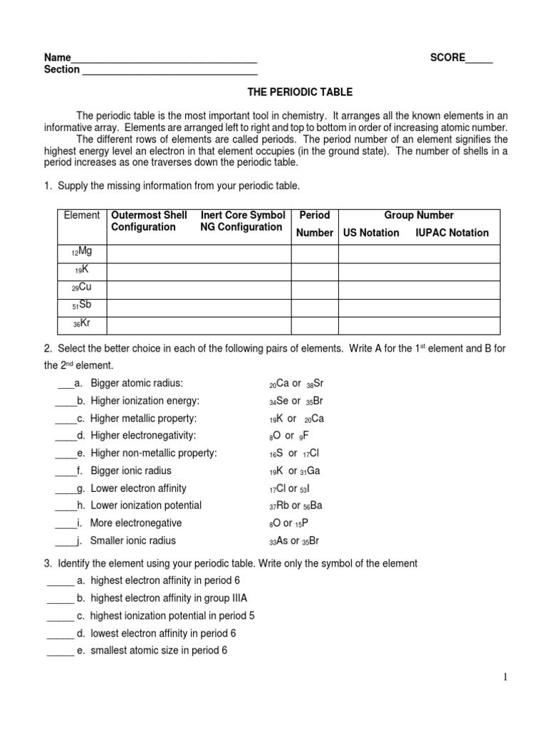 Periodic Table | PDF | Periodic Table | Electron Configuration