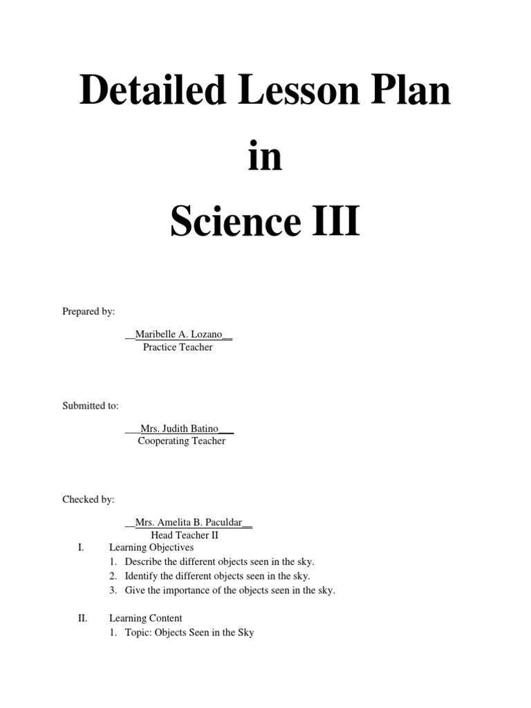 Detailed Lesson Plan | PDF | Sky | Rainbow