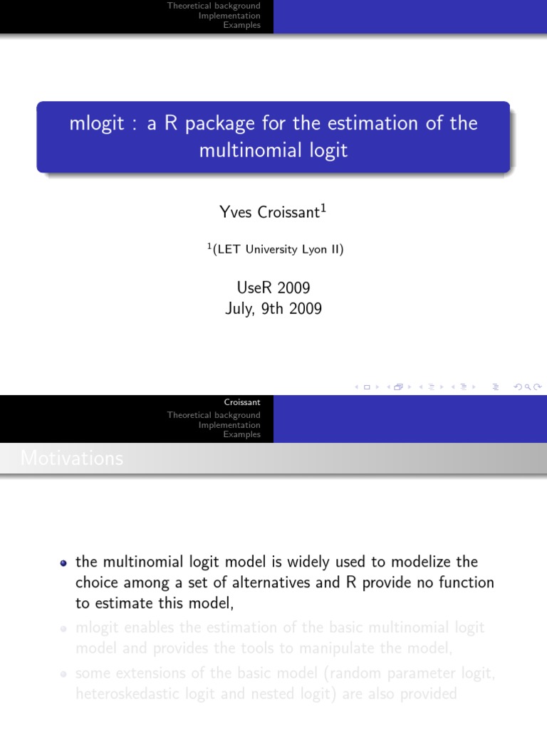 Nlogit An R Package Presentation | PDF | Logistic Regression ...