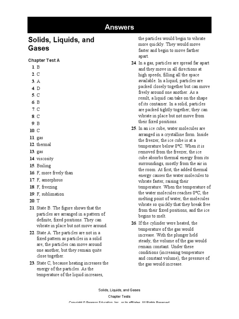 Chapter 2: States of Matter Answers | PDF | Gases | Liquids