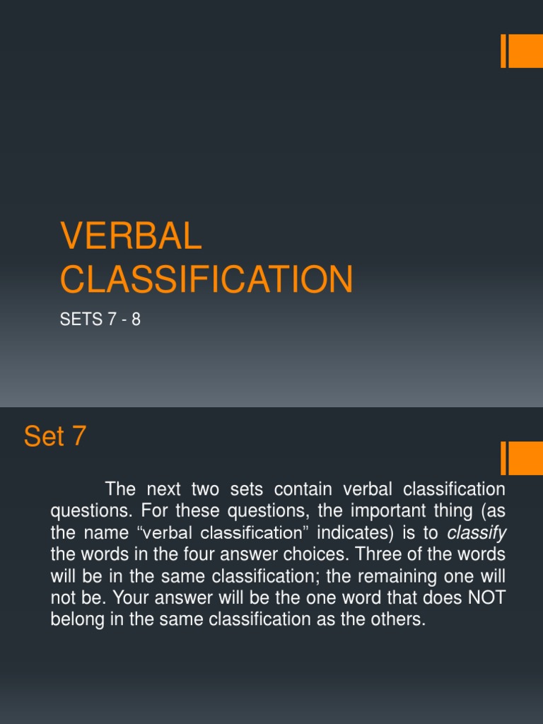 Verbal Classification: Sets 7 - 8 | PDF | Landlord | Lease