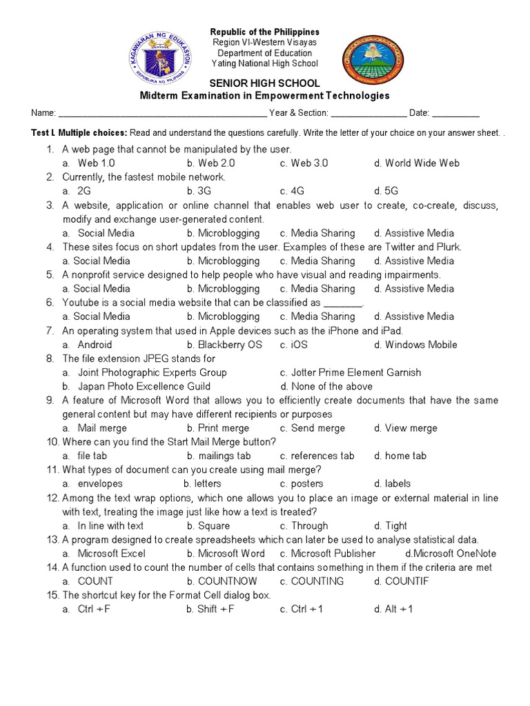 Midterm Exam in EmTech 2017 | PDF | Microblogging | Ios