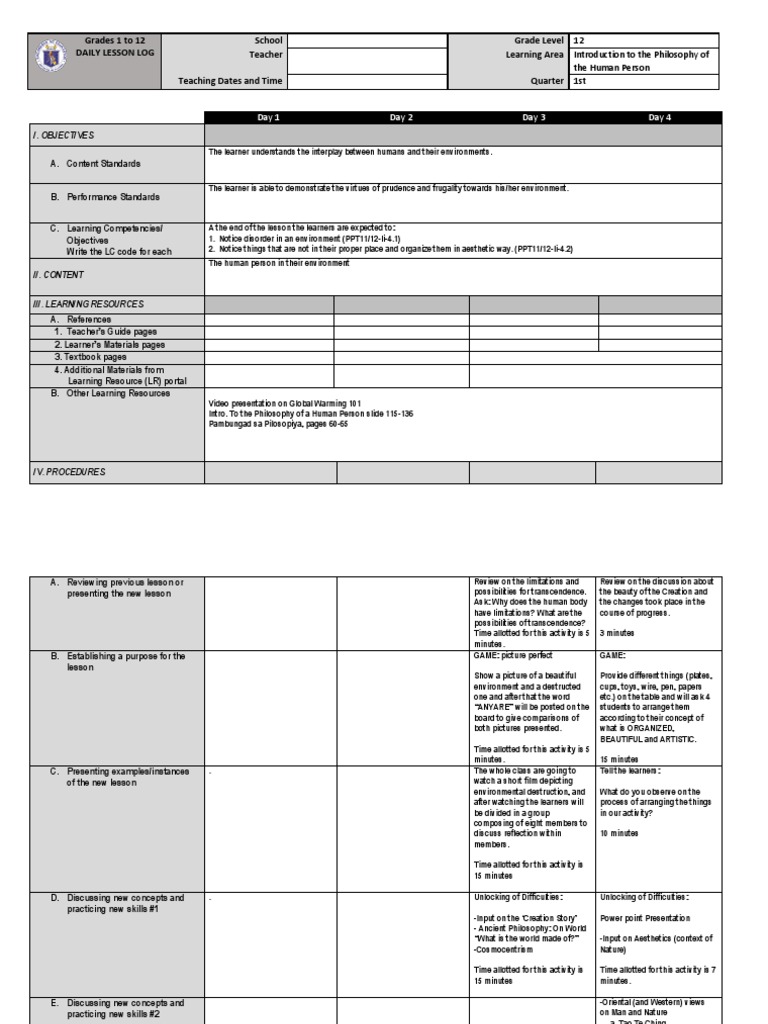 Human-Environment Interplay in Grade 12 | PDF | Nature | Learning