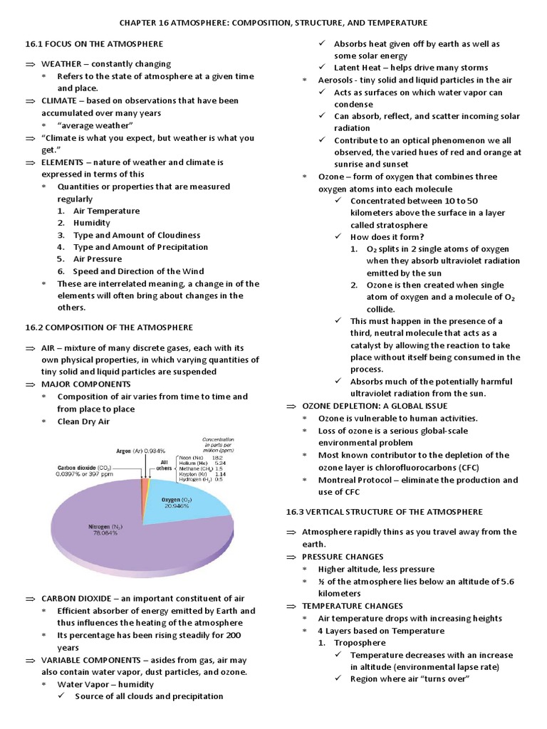 Chapter 16 Atmosphere-Composition, Structure, and Temperature | PDF ...