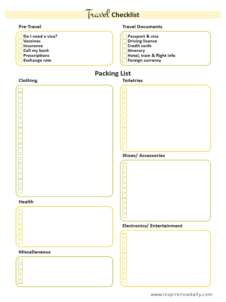 Comprehensive Travel Checklist Guide | PDF | Travel Visa | Government ...