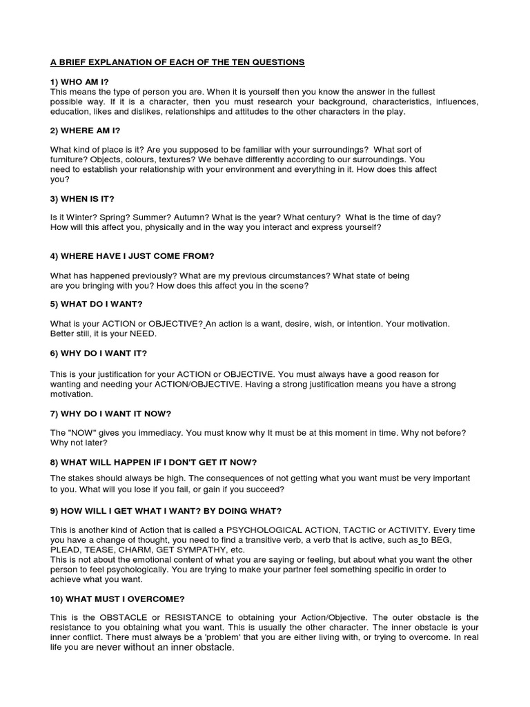 The 10 Questions | PDF | Feeling | Motivation