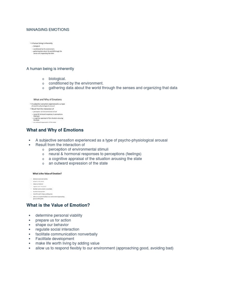 Managing Emotions: What and Why of Emotions | PDF | Facial Expression ...