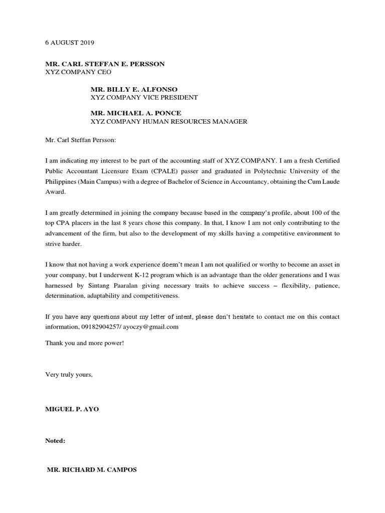 Example of Letter of Intent | PDF | Career & Growth | Business