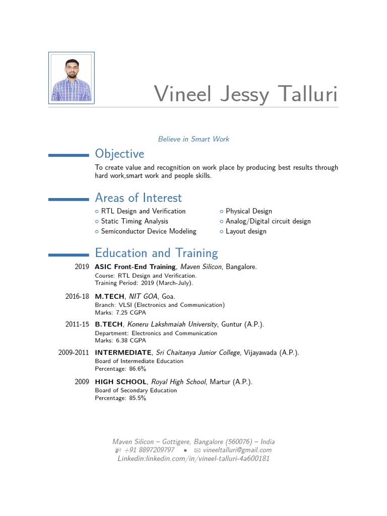 Vineel Resume RTL Design PDF | PDF | Vhdl | Digital Technology