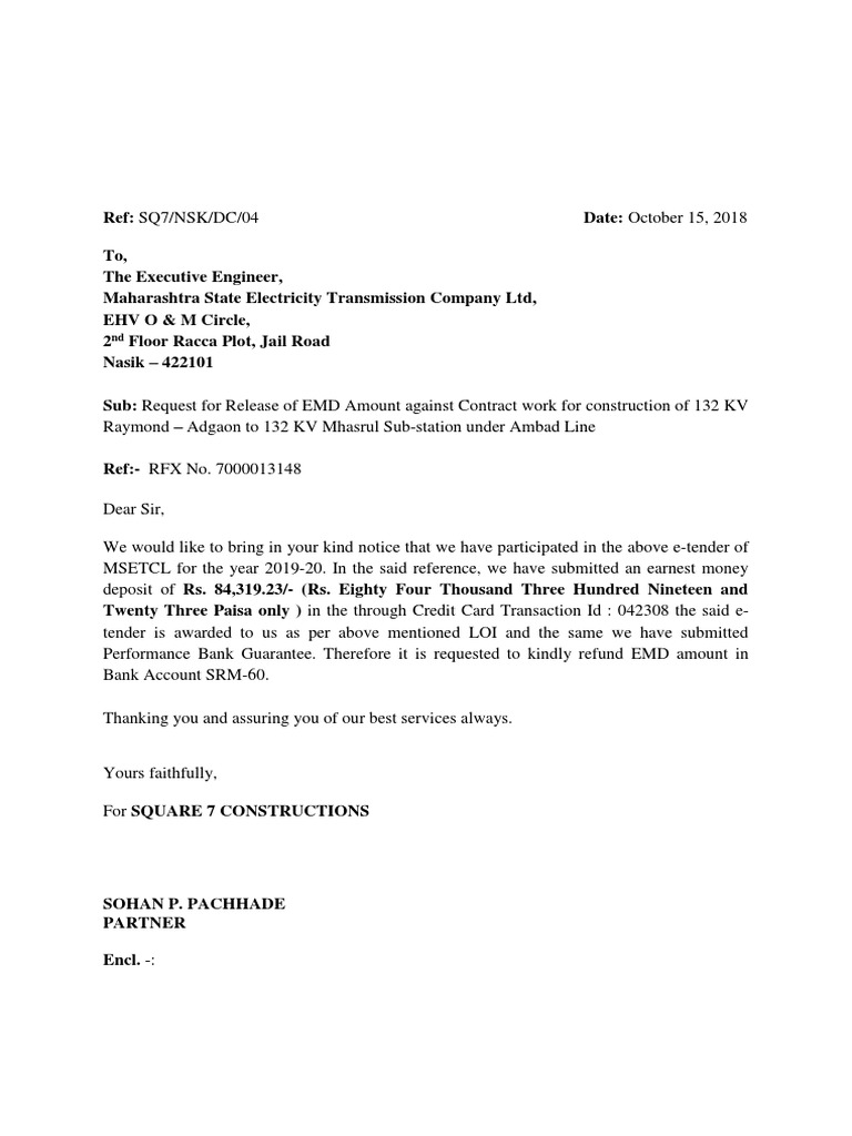 EMD Release Letter SQ7-04 | PDF