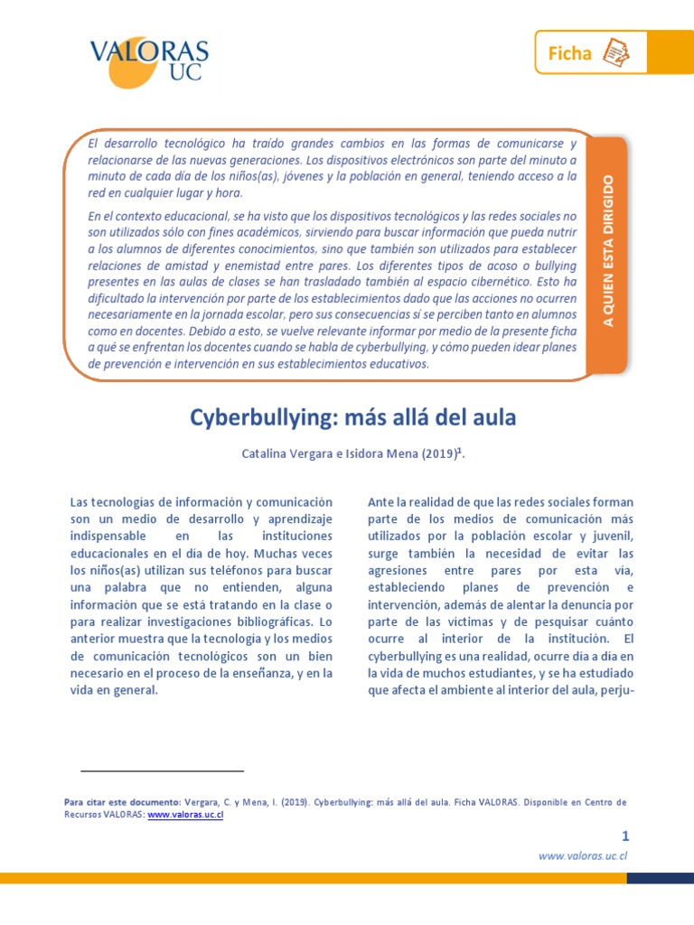 Cyberbullying Mas Alla Del Aula | PDF | Acoso cibernético | Salón de clases