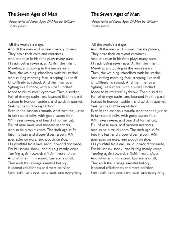The Seven Ages of Man | PDF | William Shakespeare