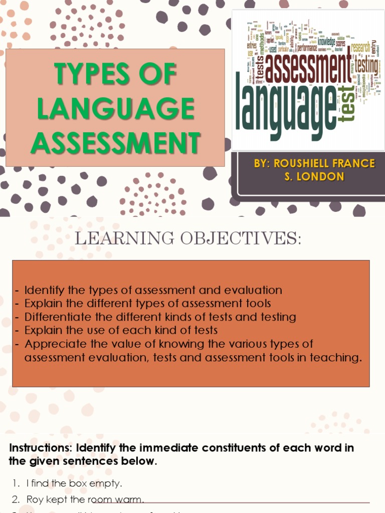 Types of Langauge Assessment | PDF | Educational Assessment | Pedagogy