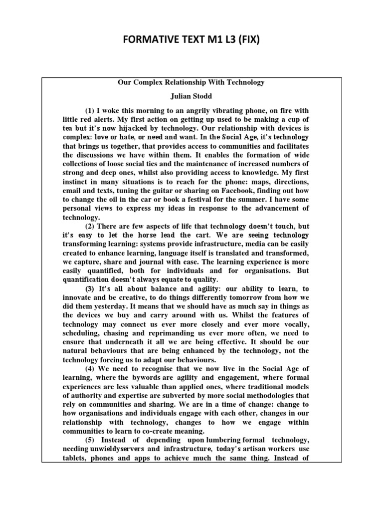 Formative Text M1 L3 (Fix) | PDF | Learning | Communication