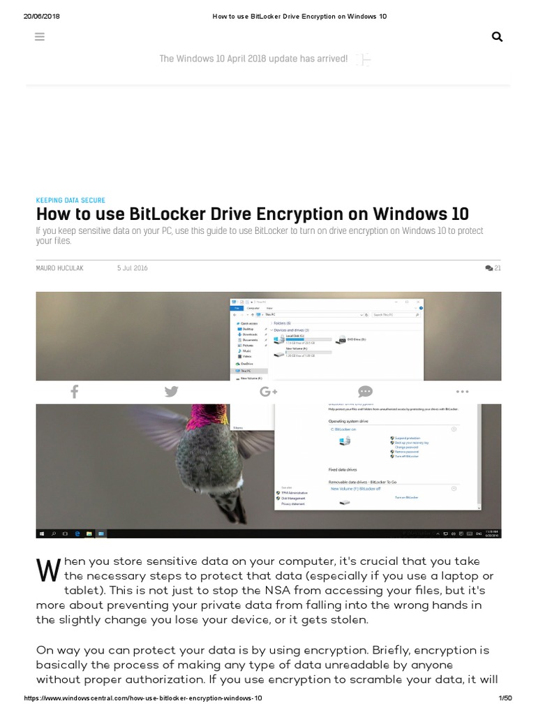 Bitlocker Windows 10 | Download Free PDF | Windows 10 | Microsoft Windows