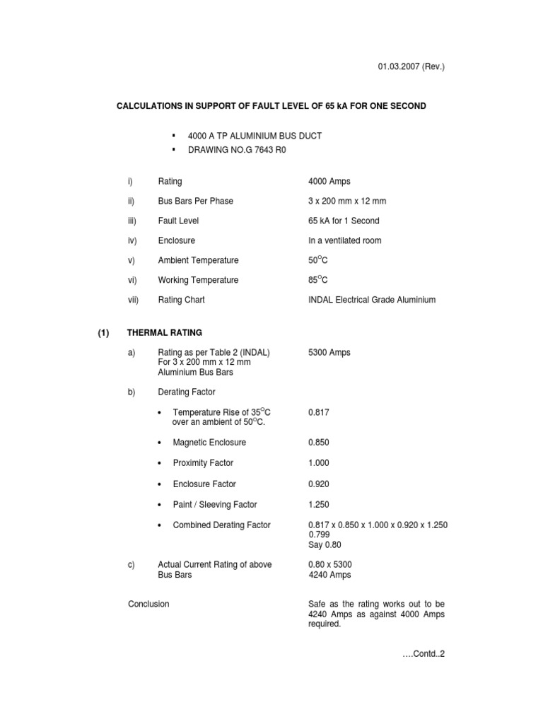 BusBar Short Circuit Calculation | PDF | Electrical Components ...
