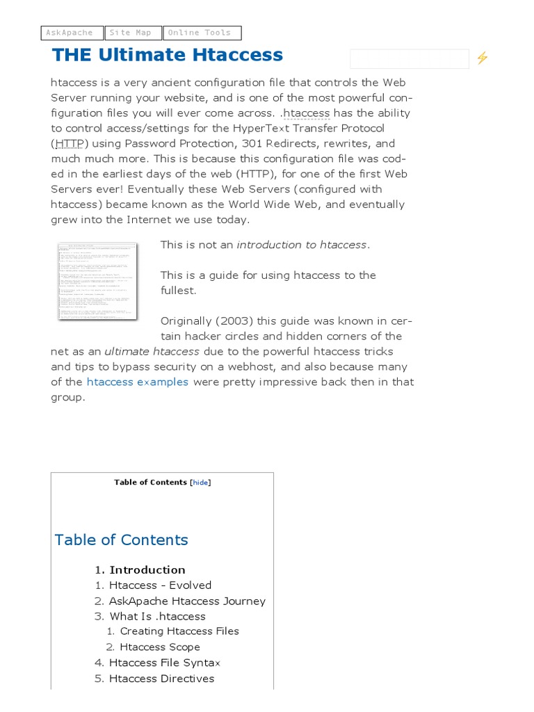 Htaccess - The Ultimate .Htaccess Tutorial With 100's of Examples | PDF | Apache Http Server ...