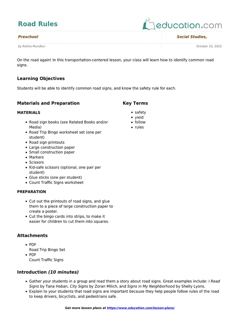 Road Rules: Learning Objectives | PDF | Road | Traffic