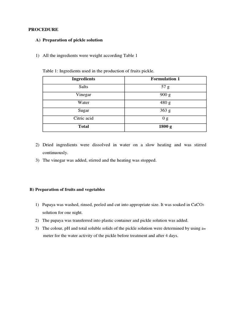 Procedure A) Preparation of Pickle Solution | PDF | Pickling | Solution
