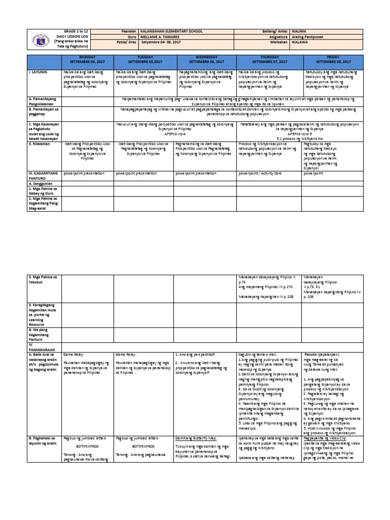 DLL Grade 6 DLL q2 w4 - Ap | PDF