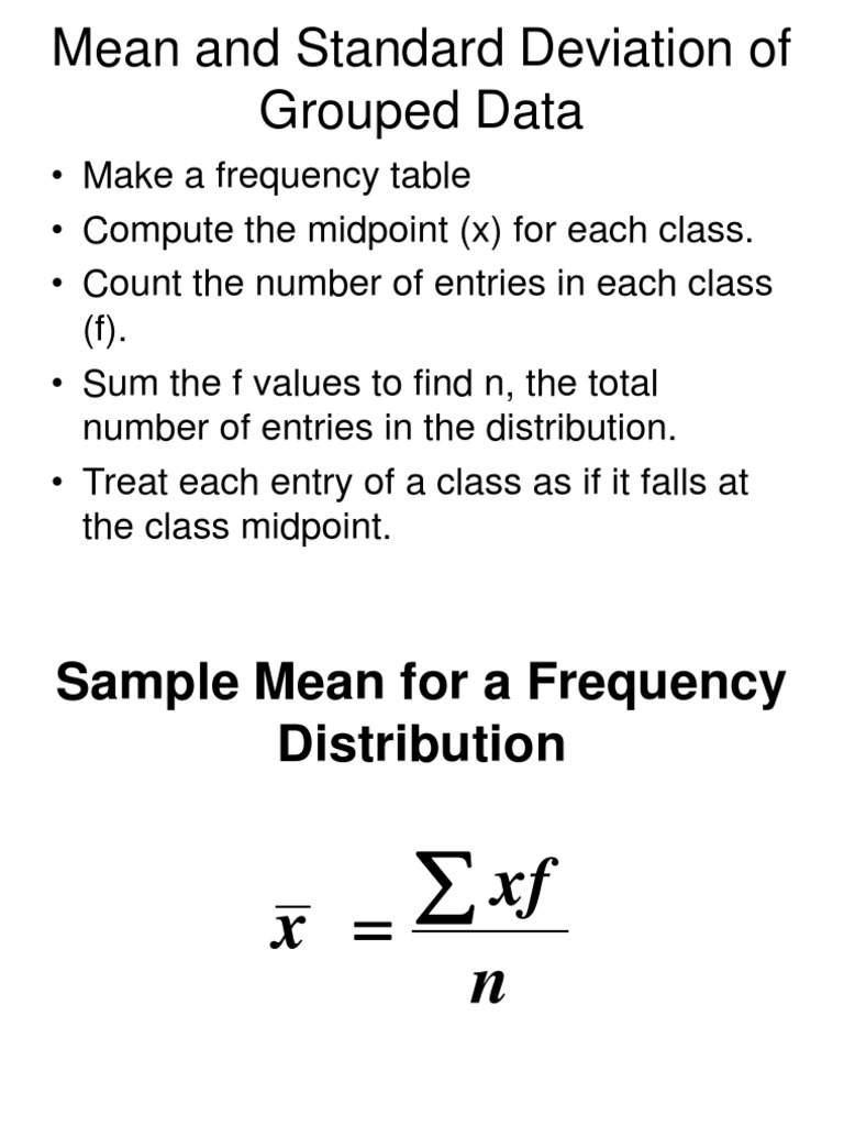 Mean and Standard Deviation of Grouped Data | PDF | Mean | Weighted ...