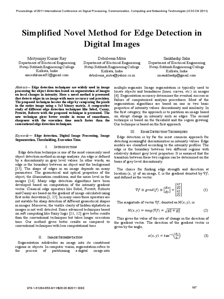 Simplified Novel Method For Edge Detection in Digital Images | PDF ...