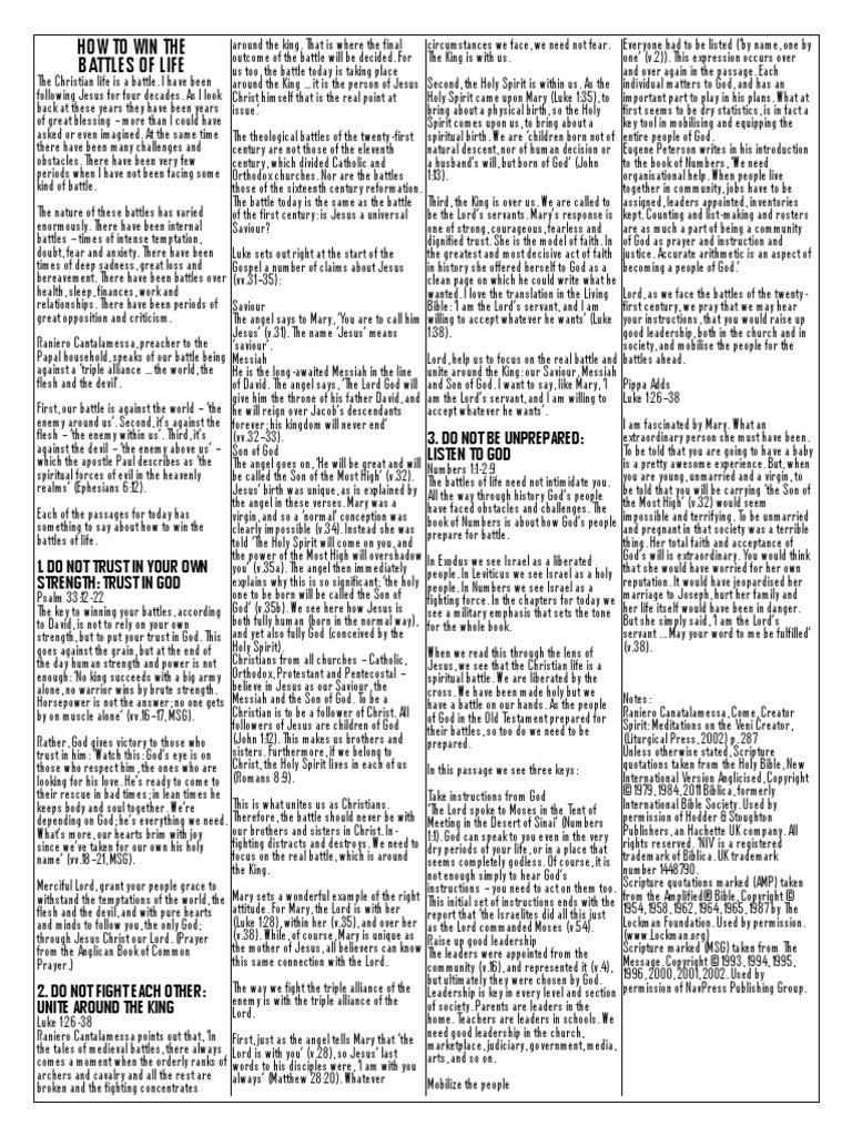 How To Win The Battles of Life | PDF | Jesus | Gospel Of Luke