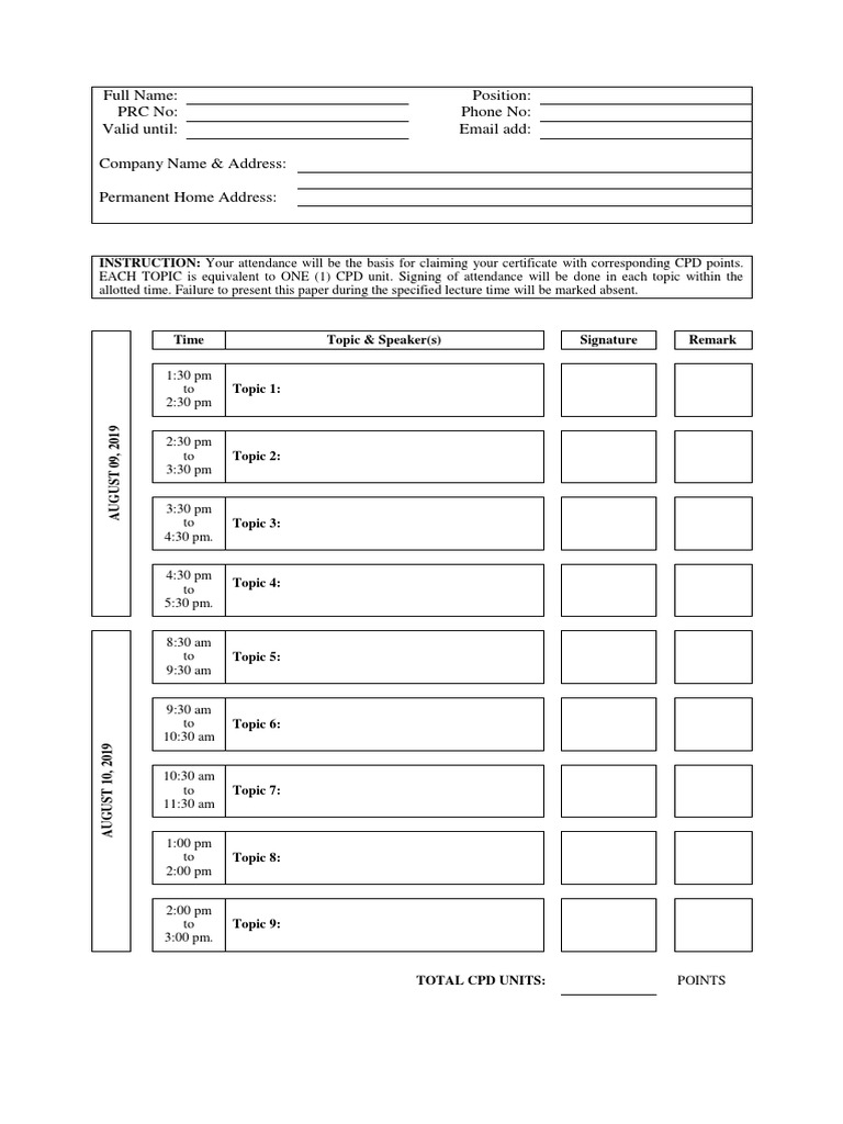 Attendance Sheet Layout | PDF